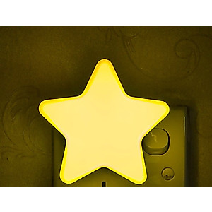 4 Pack WarmWhite-LED Plug-in Night Light for Kids - Light Sensor Controlled Dusk to Dawn Plug-in LED Night Lights - Pentagram Shaped Lamp Take Good Care Children Sleep