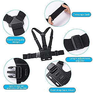 Mobile Phone Chest Mount Strap Holder ，Anti-Slide Strap Mount for Phone 360 Degree Rotary for Video Recording