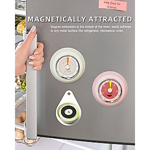 Tiergrade Kitchen Timer, Reminder Timer 360 Degree Rotating Mechanical Timer, Visual Timer Back Countdown Kitchen Timer Fridge Magnetic for Cooking, Learning (Beige)