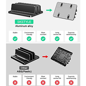 S SKSTYLE Vertical Laptop Stand Holder, Desktop Aluminum MacBook Stand with Adjustable Dock Size(2 Slots), Fits All MacBook, Surface, Chromebook and Gaming Laptops (Up to 17.3 inches), Black