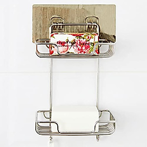 Casaphoria Stainless Steel soap Holder with Hook, Wall-Mounted Bar Soap Sponge Holder is Suitable for Bathroom and Kitchen, Powerful Non-Trace Adhesive No Drilling (Pack of 1)