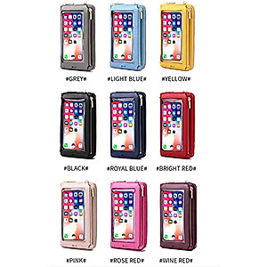 RFID Blocking Touch Screen Phone Bag Small Crossbody Bag Shoulder Handbag Wristlet for Women (E4 Black - Touch Screen)