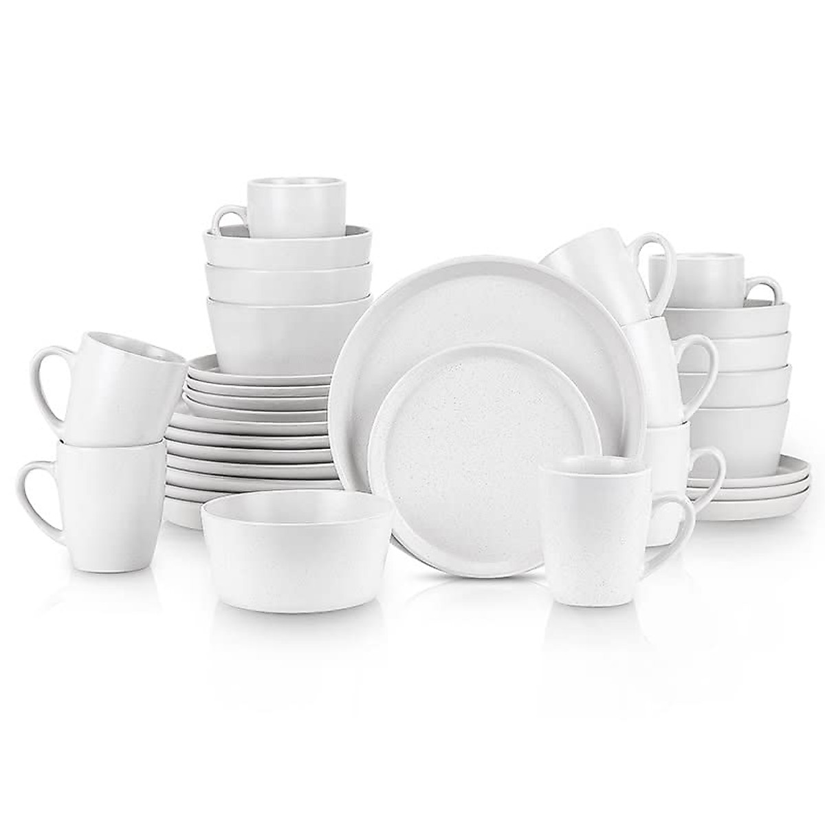 Stone Lain Stoneware Dinnerware Set, Service For 8, White Speckled