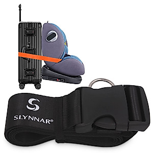SLYNNAR Car Seat Travel Bag & Car Seat Travel Belt, Black