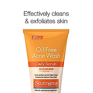 Neutrogena Oil-Free Acne Face Scrub, 2% Salicylic Acid Acne Treatment Medicine, Daily Face Wash to help Prevent Breakouts, Oil Free Exfoliating Facial Cleanser for Acne-Prone Skin, 4.2 fl. oz