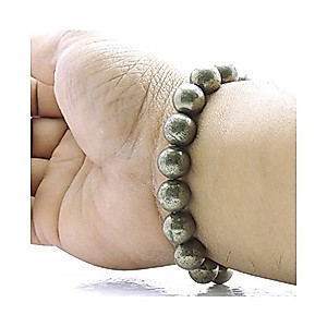 DHYANARSH Pyrite Beads Bracelet - Astronomy Jewelry, AAA Natural Stone Beads 8mm