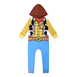 Disney Toy Story Boy's Woody Hooded Coverall Creeper, 100% Cotton, Yellow, Size 24M