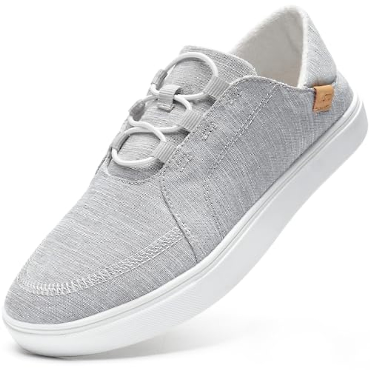 STQ Casual Shoes for Women Slip On Loafers Shoes Low Top Canvas Sneakers Light Grey 8.5