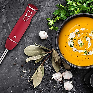 New House Kitchen Immersion Hand Blender 2 Speed Stick Mixer with Stainless Steel Shaft & Blade 300 Watts Easily Food, Mixes Sauces, Purees Soups, Smoothies, and Dips, Red