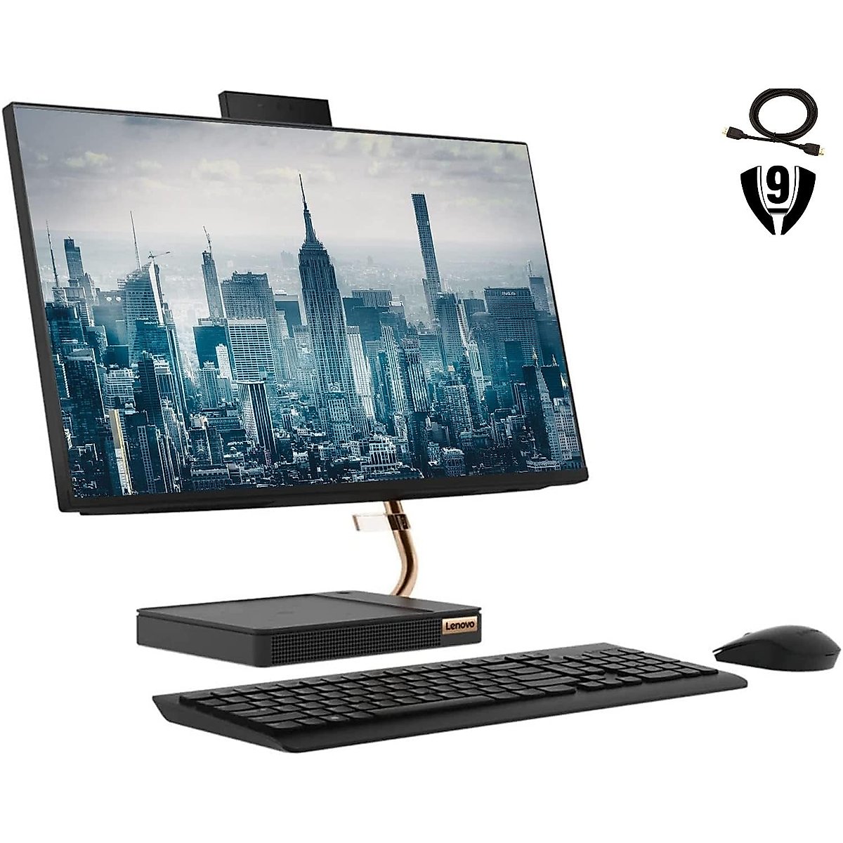 Lenovo IdeaCentre 5 23.8" FHD All-in-One Desktop, Intel Core i5-10400T Processor, 16GB RAM 1TB SSD, WiFi 6, Bluetooth, Webcam, Wireless Keyboard & Mouse, Windows 10 pro, Black