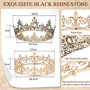 MTLEE 2 Pcs Prom King and Queen Crowns King Crowns for Men Royal Crown with Blue Rhinestone Queen Crowns for Women Halloween Wedding Birthday Graduation(Stylish Style)