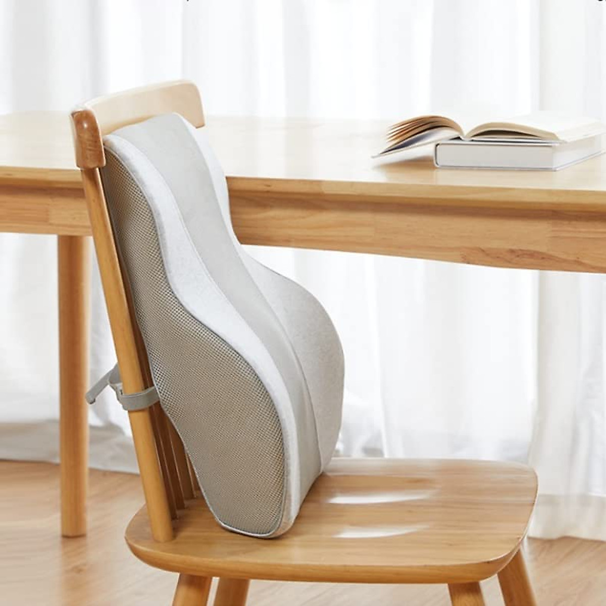 FZZDP Memory Foam Lumbar Support Cushion for Back Waist Orthopedic Pillow Office Chair Cushion Car Seat Massage Pad