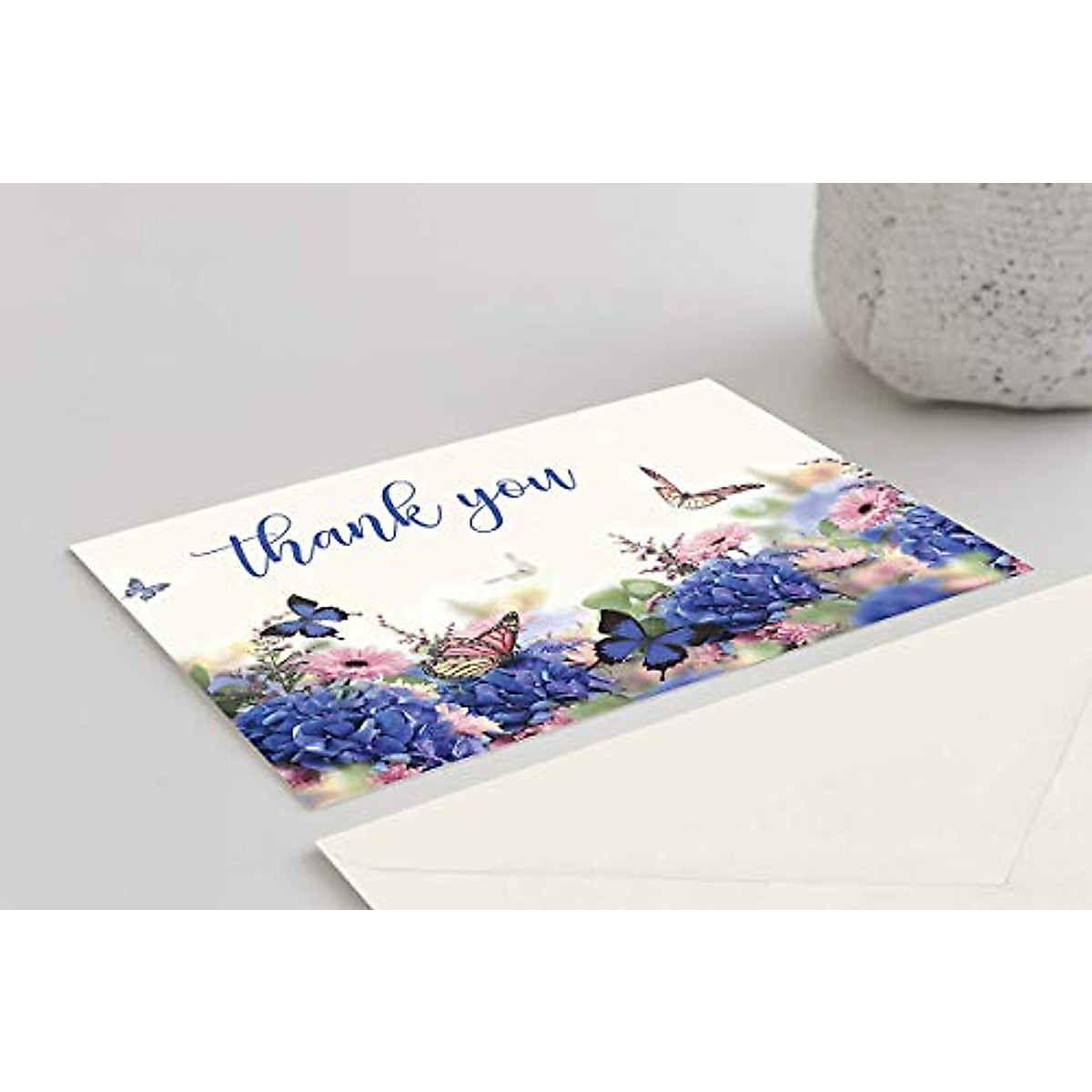 Floral Funeral Sympathy Bereavement Thank You Cards With Envelopes - Message Inside (25, Floral Butterfly)