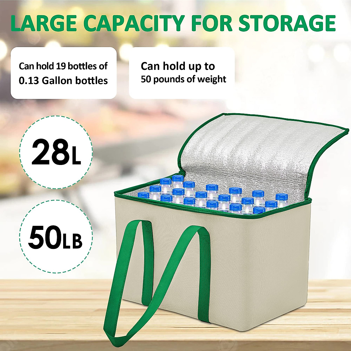 DAREKUKU 3 Pack Reusable Grocery Bags, Foldable Washable Insulated Shopping Bags For Groceries With Reinforced Bottom & Handles (2 Grocery Tote Bags + 1 Insulated Cooler Bag)