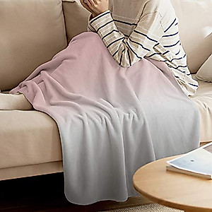 LUSWEET Fleece Blanket Lightweight Cozy Throw Blanket Ombre Pink Grey Warm Bed Blanket,40x50 Inch Flannel Blanket Fit Sofa,Bed,Couch,Luxury Microfiber Throws