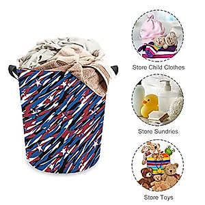 USA Patriotic Camouflage Large Laundry Basket Hamper Bag Washing with Handles for College Dorm Portable