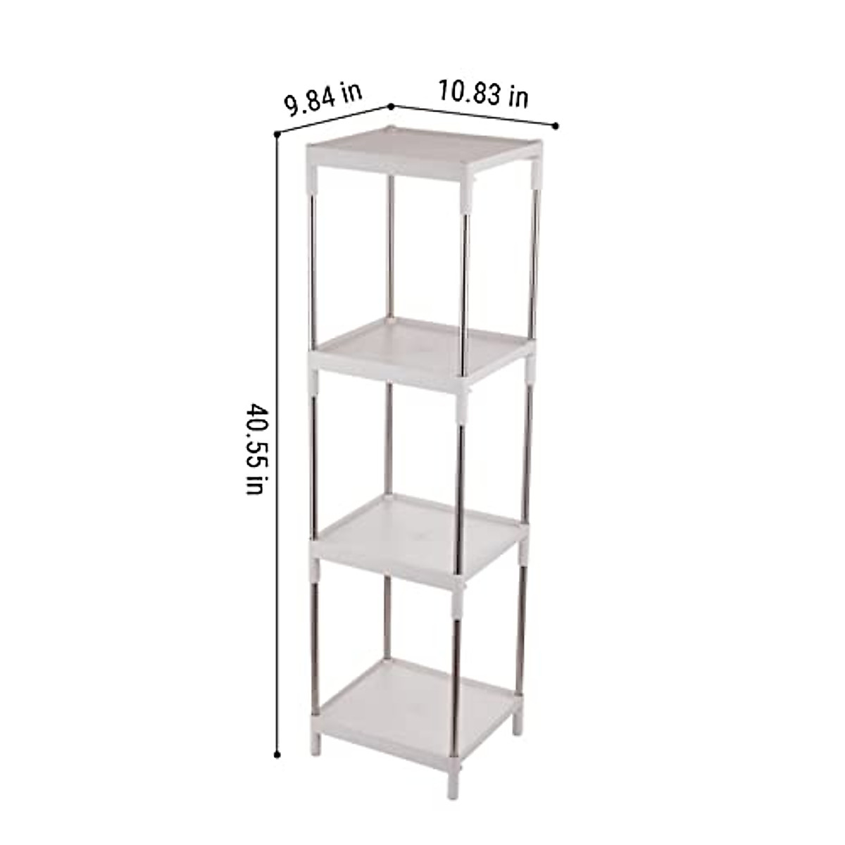 Storage Cart for Laundry Room Organization, 4 Tier Shelving Unit Utility Cart Storage Rack for Kitchen Bathroom Laundry Narrow Places (White)