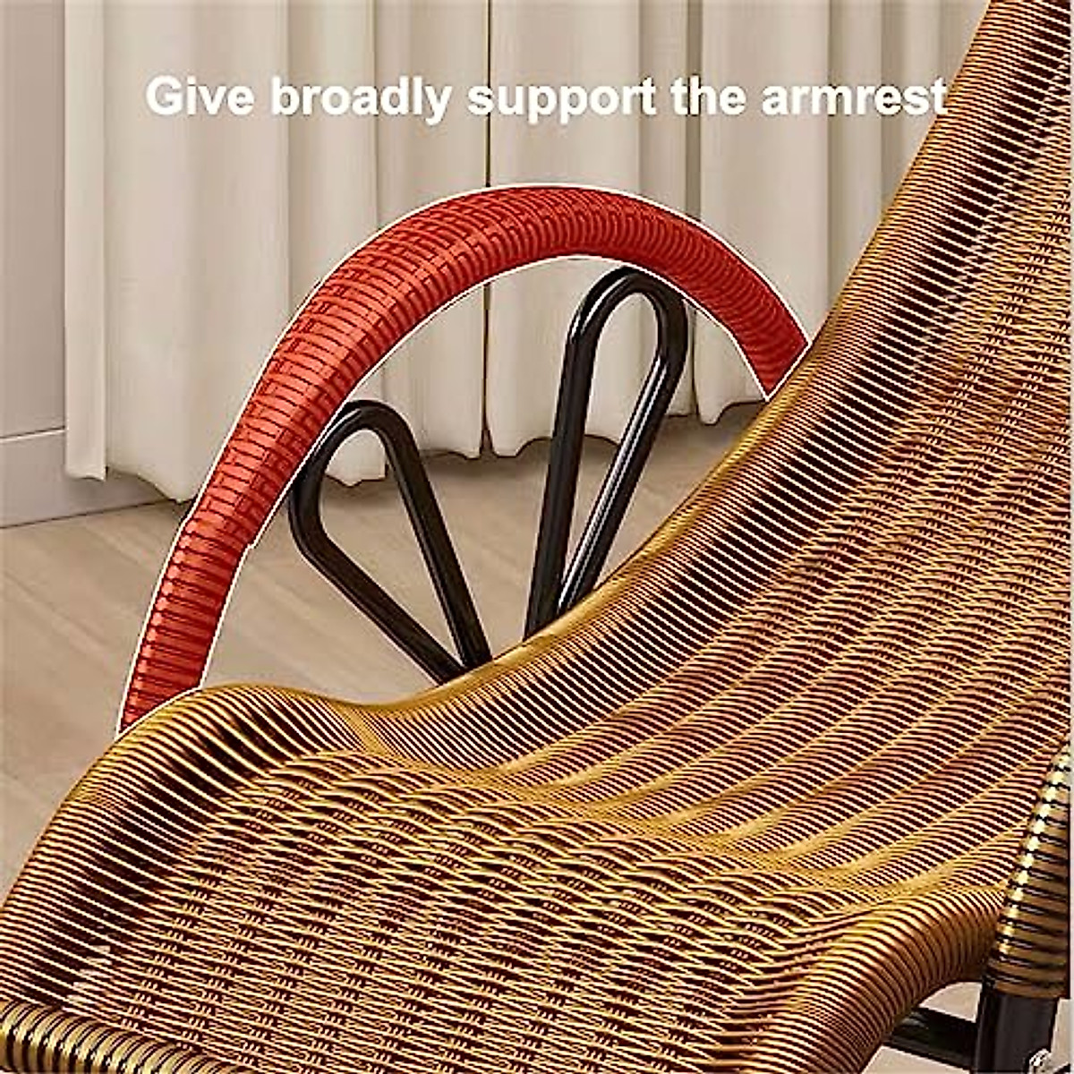 JHKZUDG PE Rattan Rocking Chairs,Zero Gravity Patio Chaise, All-Weather Wicker Rocker Chair with Steel Frame, Smooth Rocking Swing Glider Chair, for Porch Backyard Poolside,Green