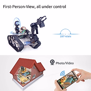 Smart Robot Car Kit for Raspberry Pi, Tank Robot Chassis Real-Time Video Transmission, WiFi/Bluetooth Control, Path Planning, Programmable Robot Kit (Stainless steel chassis+Raspberry Pi 4B(4GB))