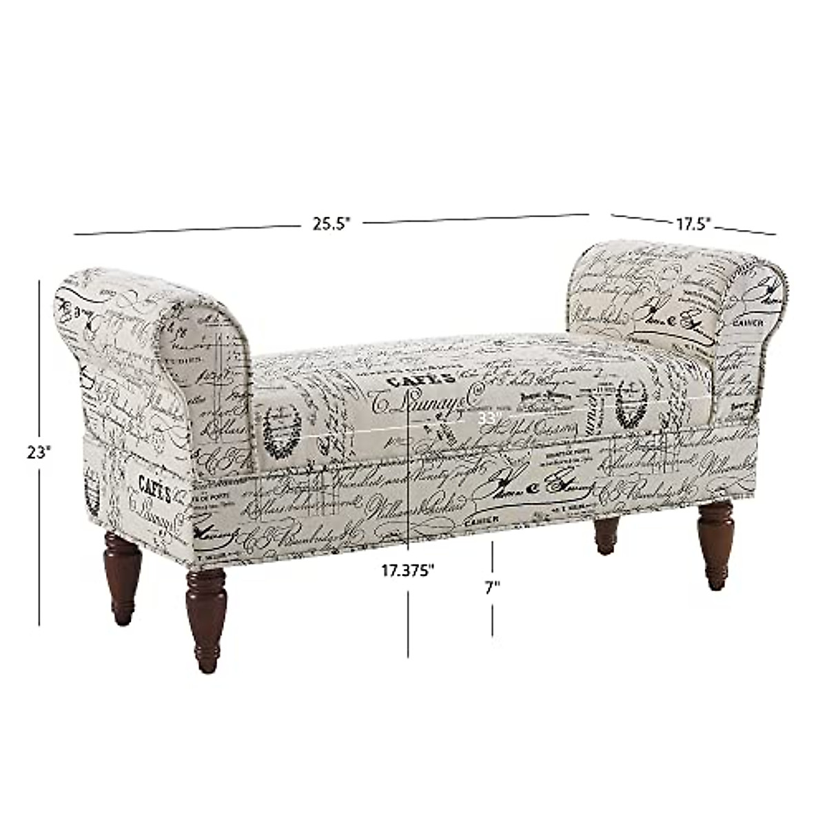 Linon Lillian Bench, Linen