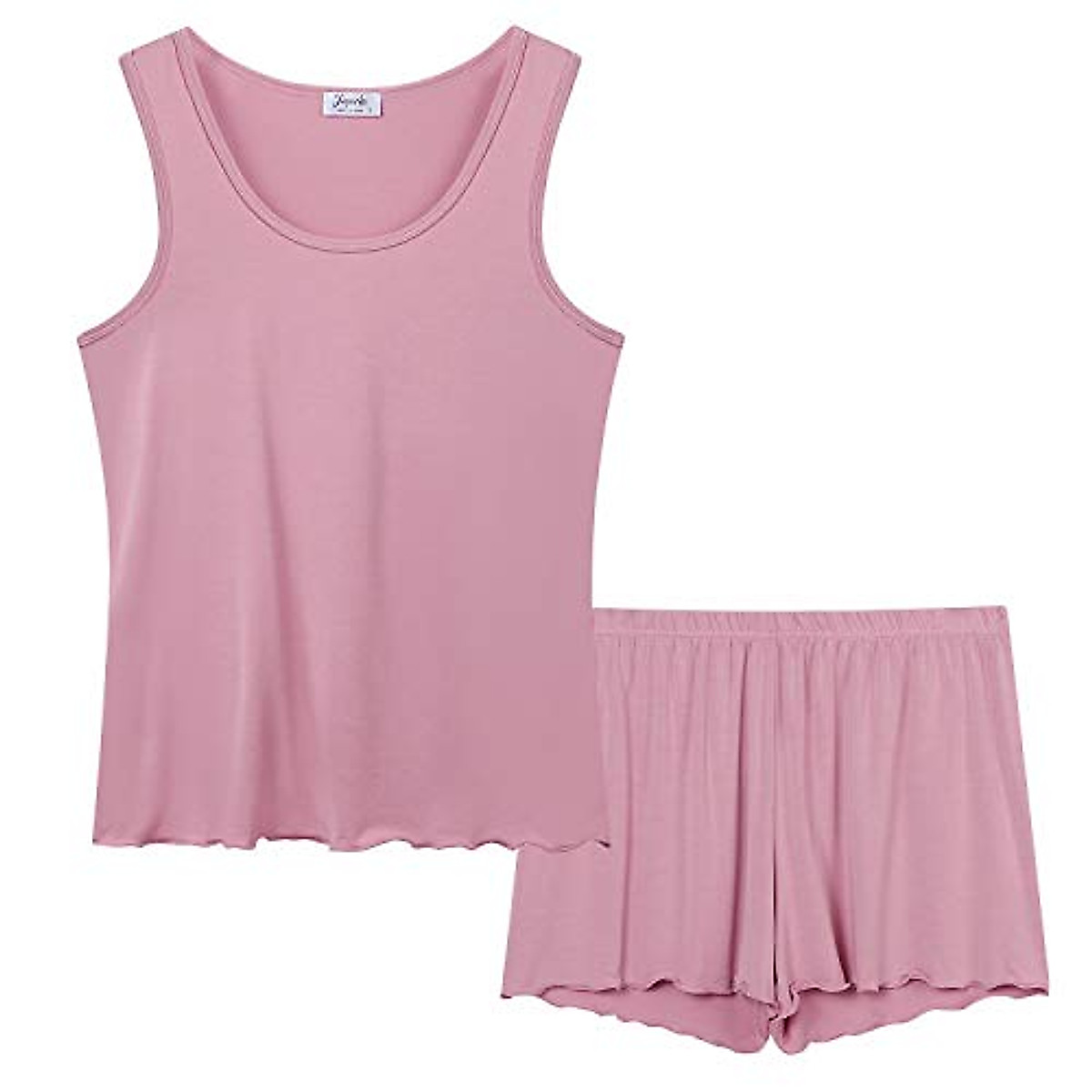 Joyaria Cooling Summer Pajama Set for Women Bamboo Viscose Pjs Jersey Knit(Dusty Rose,XL)