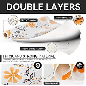 RAY STAR Shelf Liner, 12 Inch x 10 Feet Non Adhesive Daisy Floral Printed Cabinet Liner for Pantry Drawer Vanity, Strong Grip Non Slip Waterproof, Shelf Liners for Kitchen Cabinets Organization