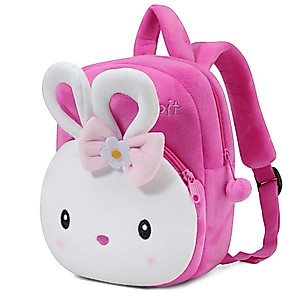 Toddler Backpack for Girls, ChaseChic Cute Cartoon Mini Plush Lightweight Soft Baby Backpack, Daycare backpack, Bunny