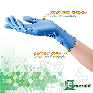 Emerald Nitrile Exam Gloves - Medical Grade Powder Free Latex Free Disposable Multipurpose Food Safe - 3.5 mil, Medium