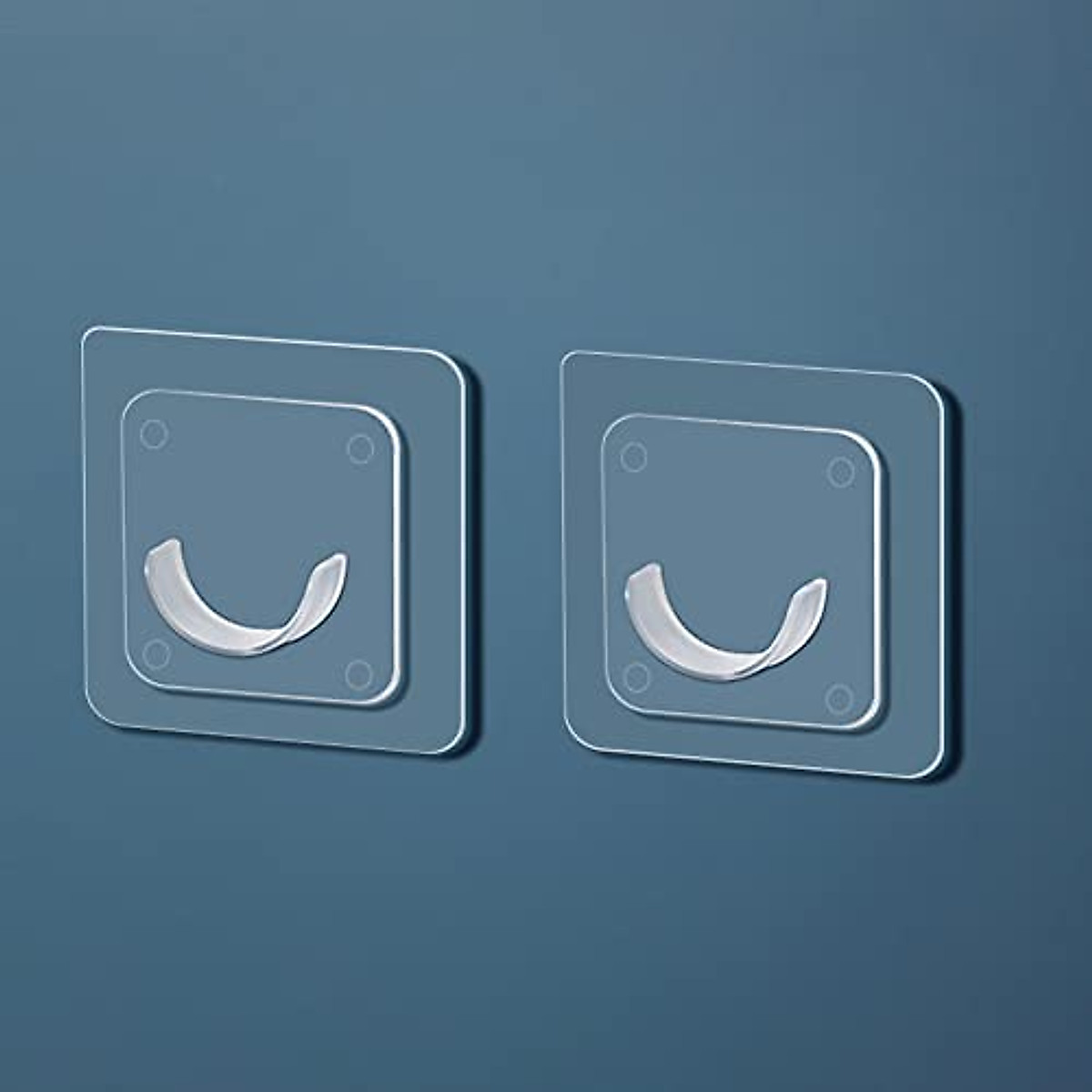 Kakalote 2Pcs Adhesive Shower Curtain Rod Holders,Durable ABS Shower Rod Mount Retainer for Wall No Drilling,Stick On Tension Rod Wall Mount Holder,Easy to Install,Bathroom Accessories(Clear)