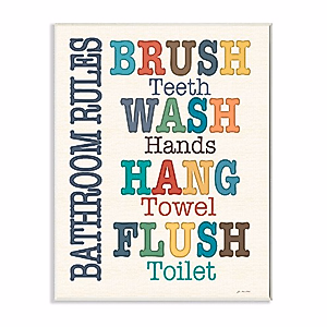 Stupell Industries Rules Typog The Stupell Home Decor Collection Colorful Bathroom Wall Art, 12.5 x 18.5, Design by Artist Jo Moulton