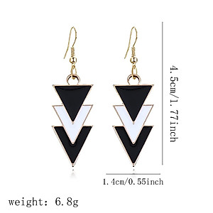 MIGUO STORE Boho Unique Fashion Personality Black White Triangle Drop Oil Dangle Drop Earrings Elegant Geometry Charm Drop Earrings for Women (Black White Triangle Drop Oil)