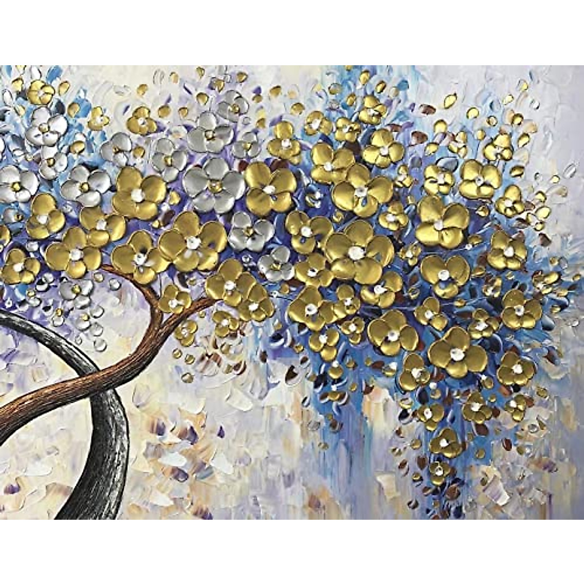 V-inspire Art,30x60 Inch Modern 3D Hand Painted Lucky Flower Tree Oil Paintings Acrylic Painted Wood Frame Decoration Abstract Canvas Wall Art Living Room Bedroom Dining Room Home Ornament