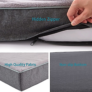 GOHOO PET Orthopedic Memory Foam Dog Bed, Dog Crate Bed for Medium Dogs -Waterproof Pet Bed with Removable Washable Cover, Purple Rabbit Plush Surface, M(29inch,45Lbs)