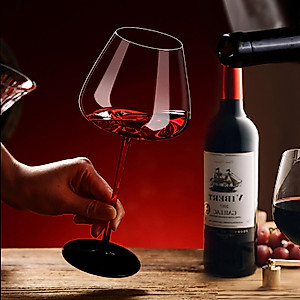 LLESSOO Red Wine Glasses Set of 4, Large Hand Blown Crystal Glasses-25.3 OZ Burgundy Glasses with Unique Concave Bowl - Clear,Ultra-thin Best for Wine tasting Perfect Gifts,Anniversary