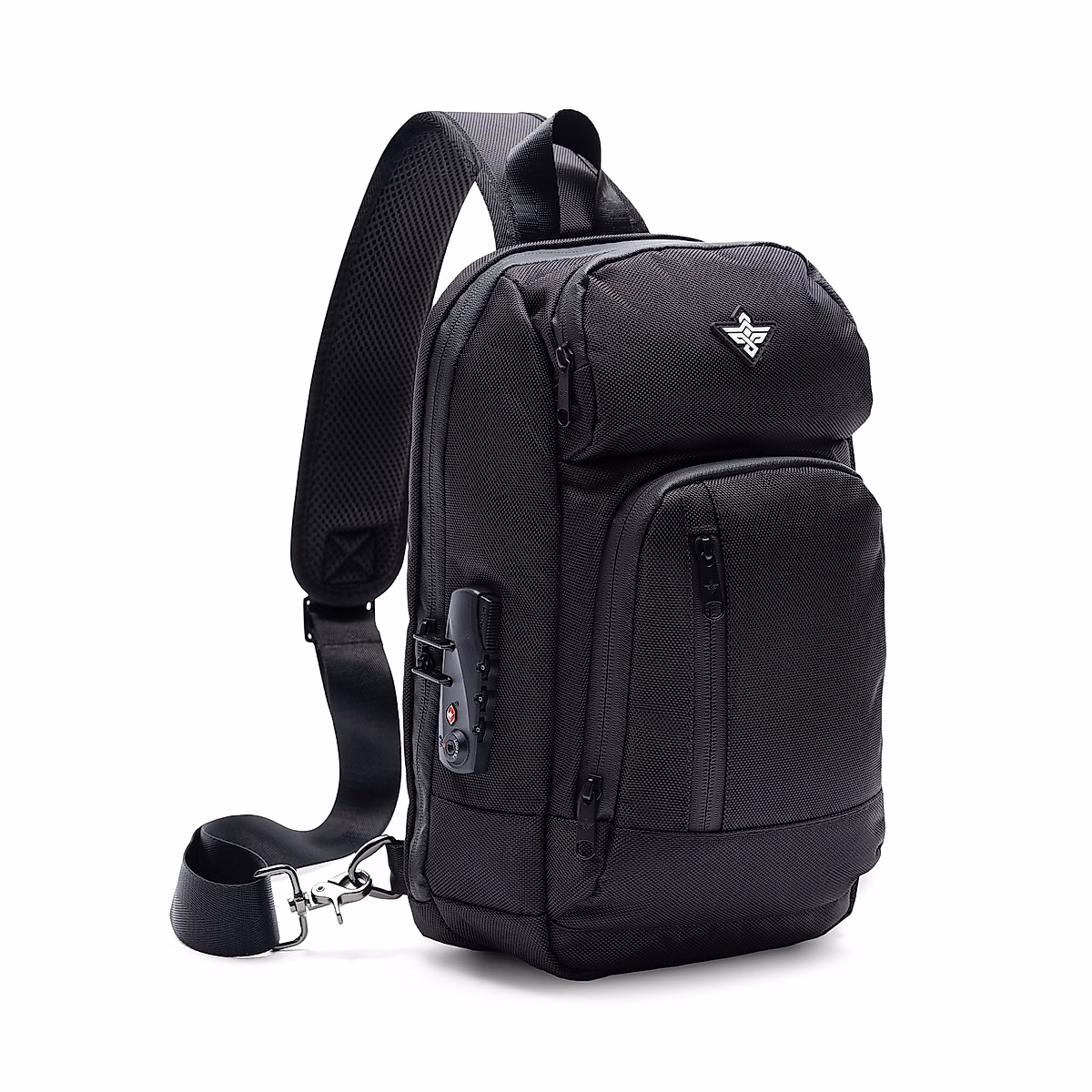 Erozul Equinox Sling Backpack Anti Theft Combination Lock Chest Shoulder Bag Waterproof Crossbody Casual Daypack (Black)