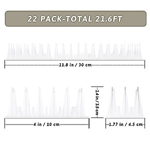 EcoGrowth Bird Spike for Bird Cat Squirrel, Fence Spike to Keep Pigeon Raccoon Away, Bird Spikes Security for Railing, Roof - 22 Pack (21.6 FT)