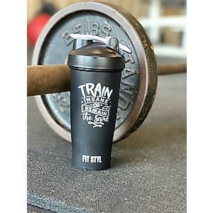 Generic FIT STYL Protein Shaker cup Set [3 PACK] 28 oz blender bottle, gift gym, new years resolution, Black, White, and Opaque