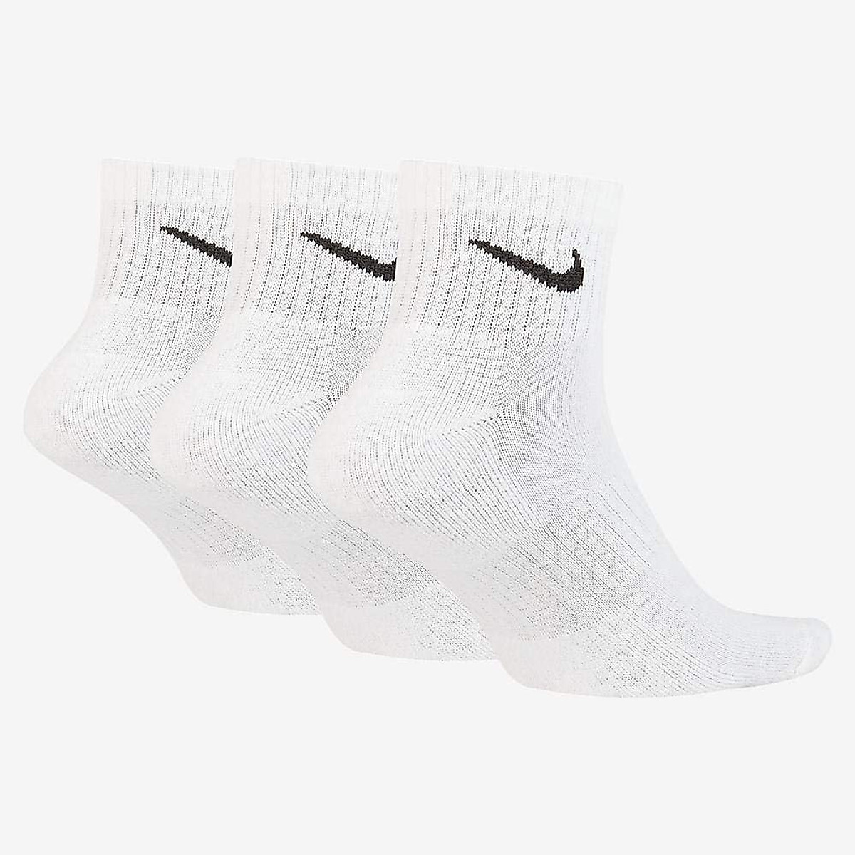 Nike Everyday Cushion Ankle Training Socks (3 Pair), Men's & Women's Ankle Socks with Sweat-Wicking Technology, White/Black, X-Large