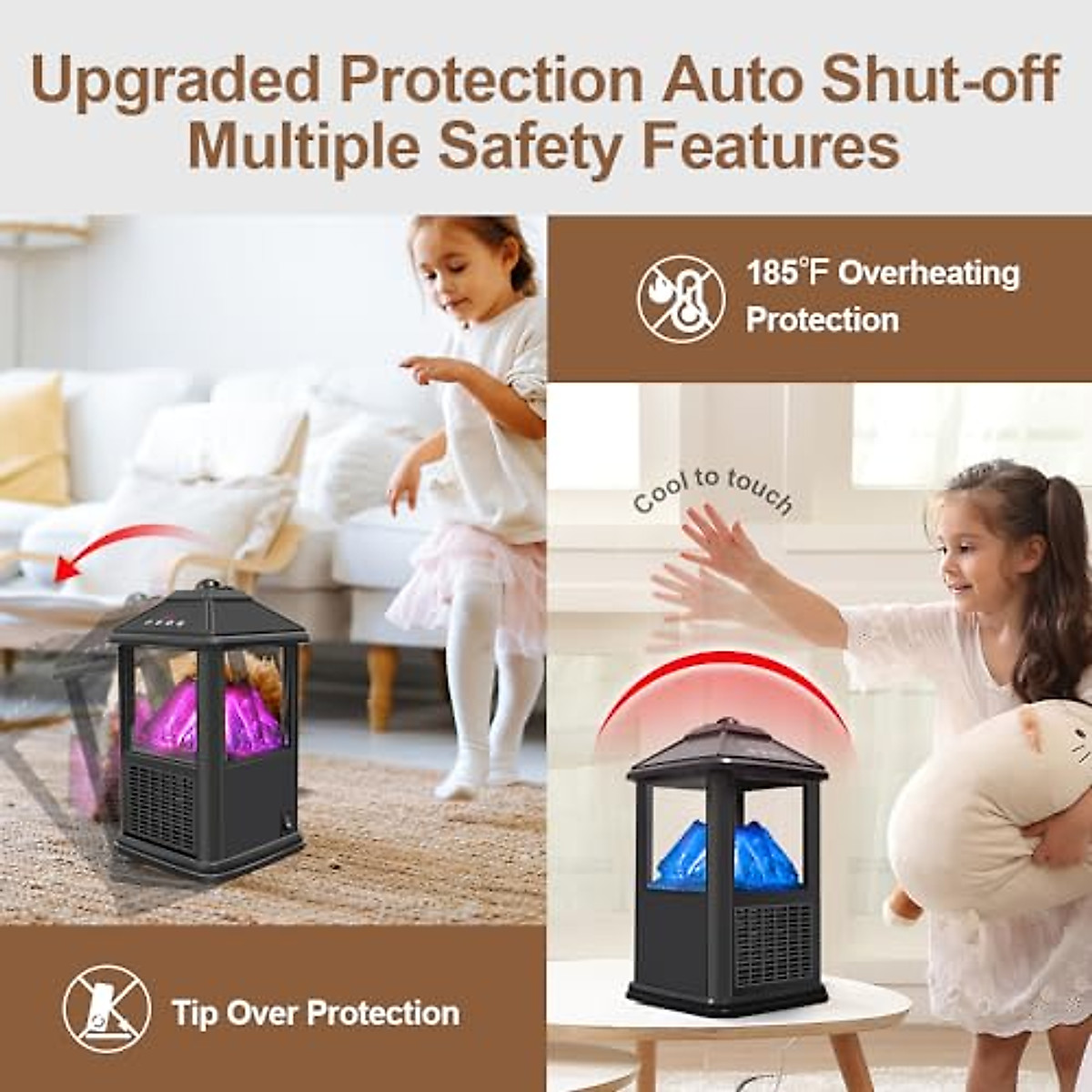 Mini Small Indoor Electric Fireplaces Lanterns Space Heaters Stove 3D Flame Freestanding Portable Electric Fireplace Space Heaters for Indoor Use with Remote Timer Thermostat