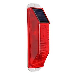 RISOON Solar Strobe Warning Light: Sensitive LED Warning Lamp High Bright Waterproof IP65 Light Control Flashing Beacon Barricade Construction Safety Traffic Light for Driveways Dock (Red)