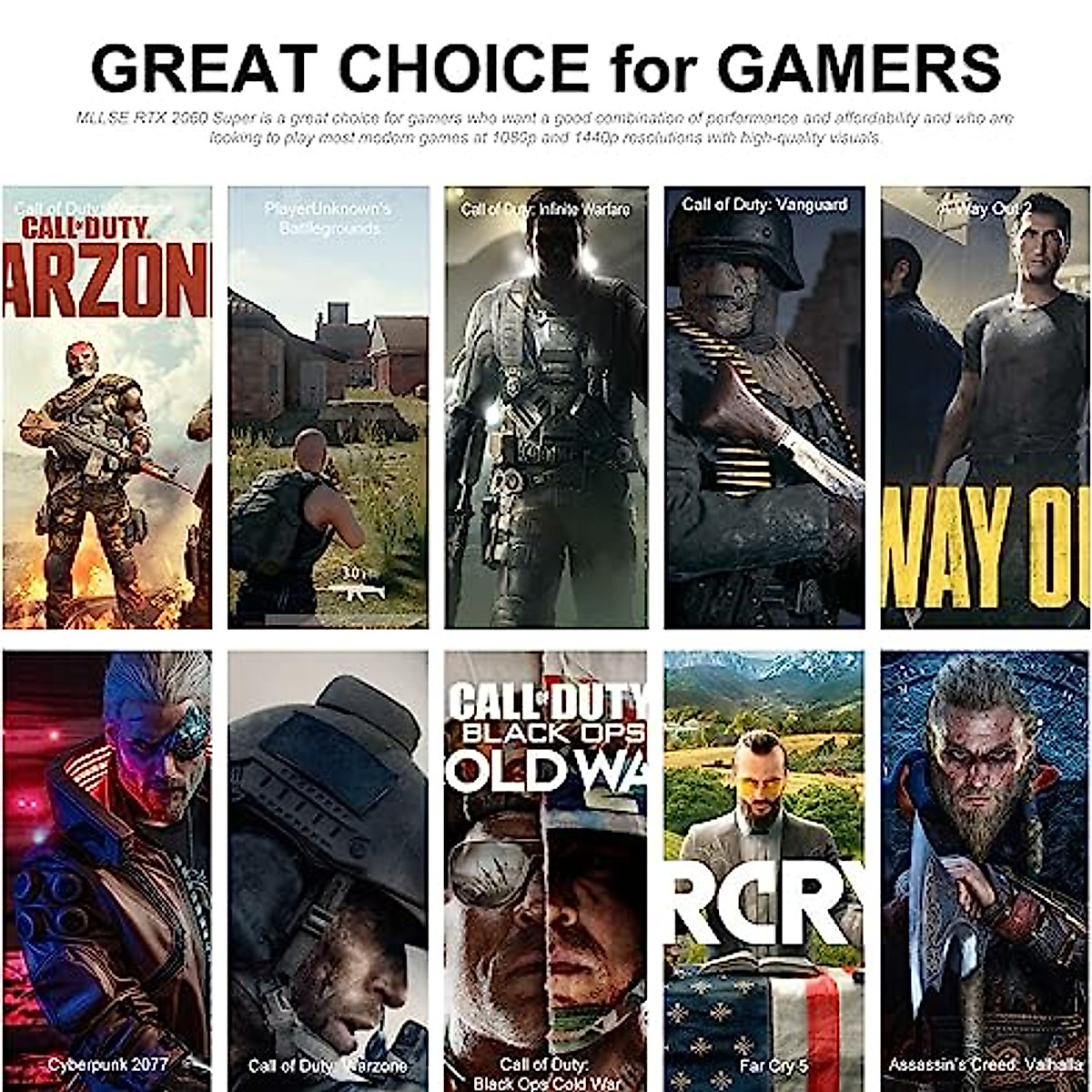 Mllse RTX 2060 Super Graphics Card, RGB 8GB GDDR6 256bit, PCIe 3.0×16, DisplayPort, HDMI, DVI，Dual Fan Cooling System, Video Gaming Card for Destop PC (RTX 2060 Super - RGB)