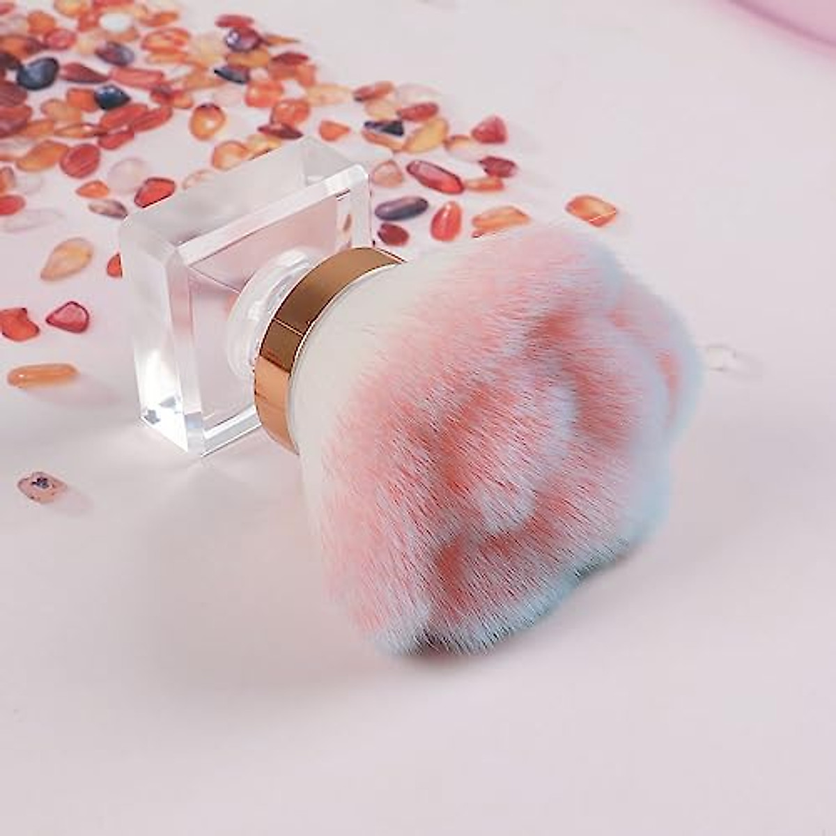 ANGNYA Dust Brush for Acrylic Nails, Pink Rose Soft Brush Nail Art Dust Powder Remover Makeup Brushes Manicure Brush Clean Up Tools Nail Art Brush