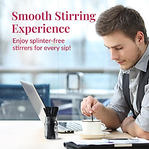 Plastic Coffee & Cocktail Stirrers, 2000 Plastic Coffee Straws, 5.5-Inch Coffee and Drink Stir Sticks, Cocktail Swizzle Sticks, Disposable Stir Sticks, Drinking Straws for Coffee & Cocktails (Black)