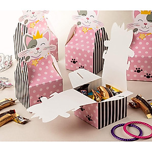 Juvale Cat Party Favor Boxes - 24-Pack Paper Treat Boxes with Die-Cut Princess Kitty, Cute Cat Themed Gable Boxes, Goodie Gift Loot Boxes, Girls Birthday Party Supplies, 3.5 x 3.5 x 8 Inches