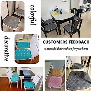 YSCO Chair Cushions for Dining Chairs 4 Pack, Kitchen Chair Pads Non Slip, Seat Cushion for Dining Room with Ties, U Shape Kitchen Seat Pads Plaid Pattern, 18x18 Dining Chair Cushions Set Beige