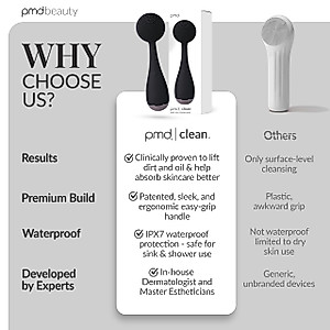 PMD Clean - Smart Facial Cleansing Device with Silicone Brush & Anti-Aging Massager - Waterproof - SonicGlow Vibration Technology - Clear Pores and Blackheads - Lift, Firm, and Tone Skin
