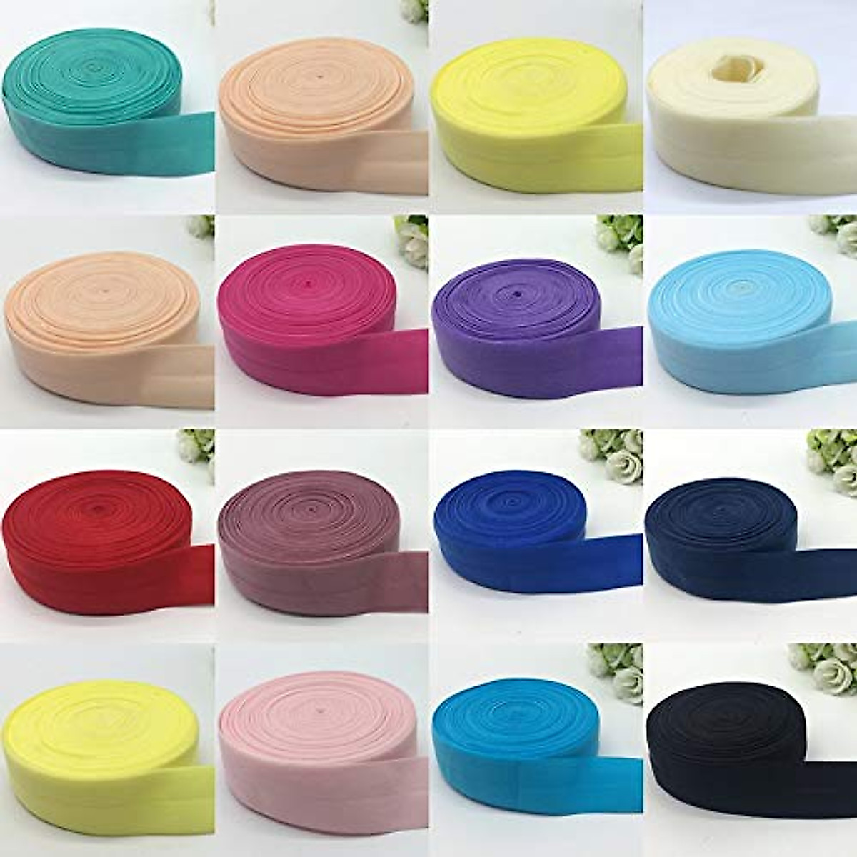 SELCRAFT 5yards/Lot 1" (25mm) Elastic Band Multicolor Fold Over Spandex Elastic Ribbon for Sewing Lace Trim Waist Band Garment Accessory num.16
