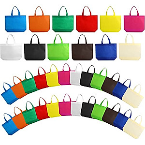 Nicunom 60 Pack Reausable Gift Bags, 12 Colors Small Tote bags for Kids, Non-Woven Tote Bags Bulk Party Favor Bag Shopping Grocery Bags Halloween Easter Hunt Bags, 13" x 10.2" x 3.9"
