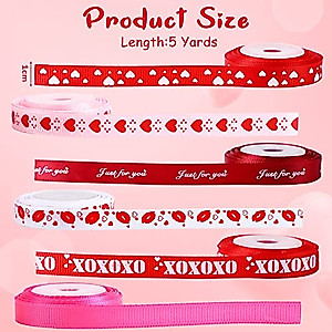 SANNIX 18 Rolls 90 Yards Valentine’s Day Ribbons Printed Grosgrain Satin Ribbons 3/8″ Wide DIY Craft Fabric for Valentines Wedding Anniversary Decorations Gift Wrapping