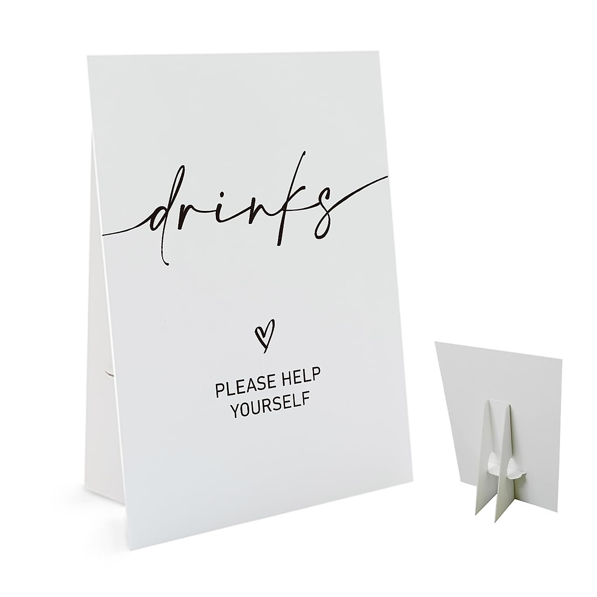 Drinks Please Help Youself Sign(8 x 11 Inch Table Sign with Holder), Minimalist Wedding Decoration Sign, Bridal Shower Baby Shower Favors for Guests-BSLP04